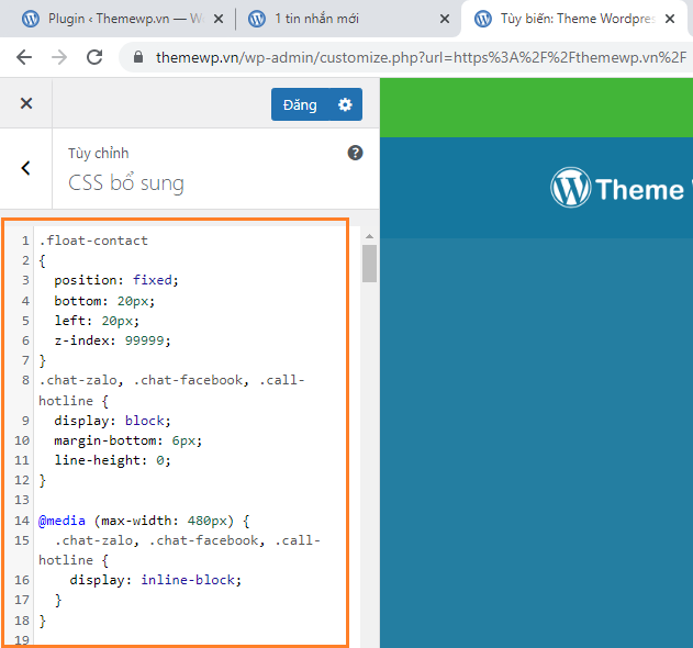 Tạo nút chat Zalo, Facebook, Hotline đơn giản, đẹp không cần plugin - ThemeWP.vn