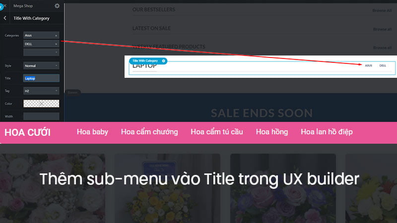 Thêm danh mục con vào Element Title trong UX Builder của Theme Flatsome ...
